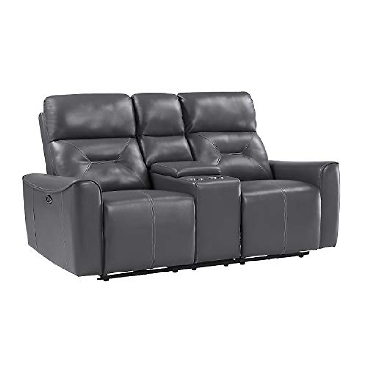 Lexicon Edelweiss Power Double Reclining Loveseat, Dark Gray