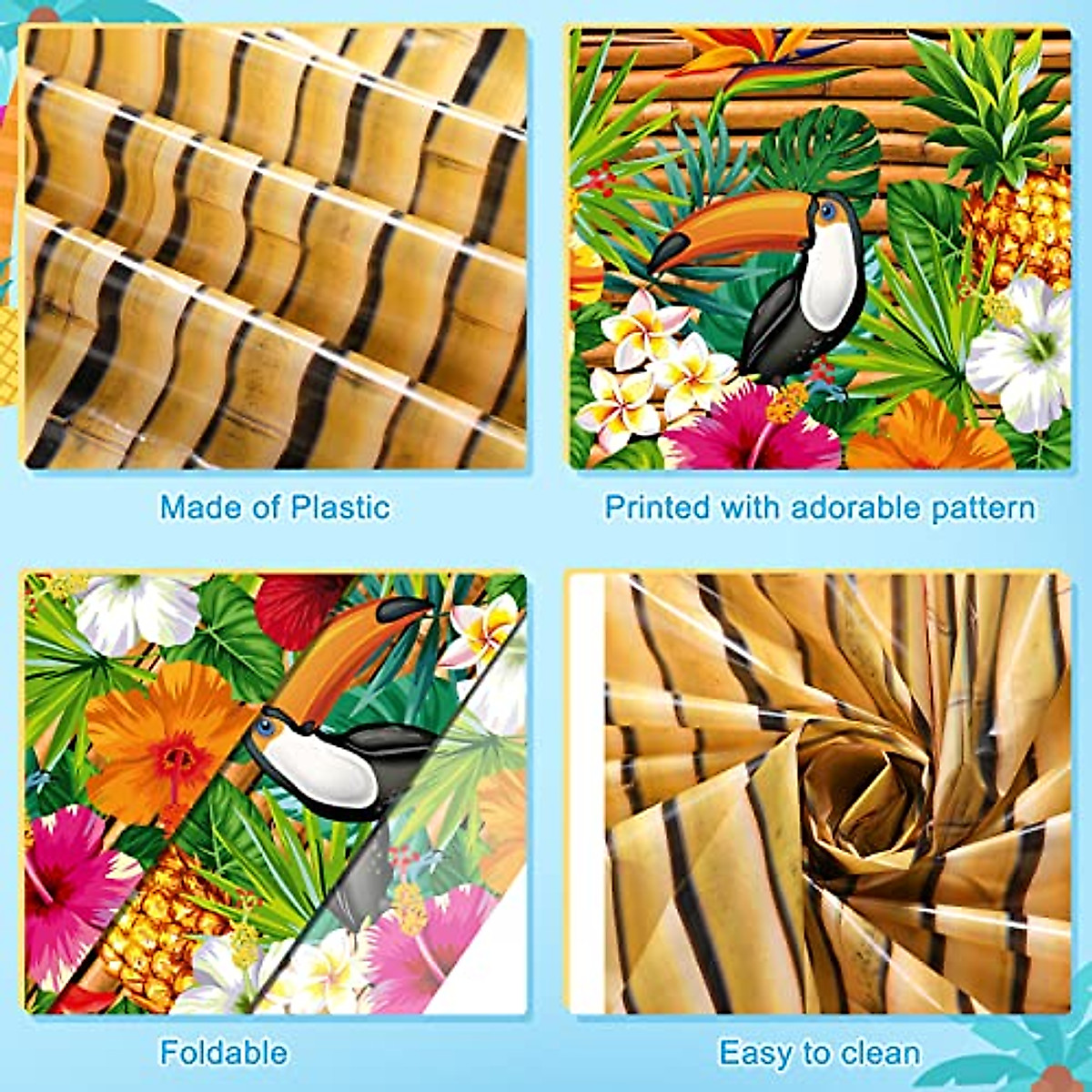 3 Pcs Tiki Tablecloth Tiki Decorations Luau Table Cover Hawaiian Party Plastic Table Cloth Disposable Tiki Totem Decor for Hawaii Beach Tropical Decoration Supplies Aloha,108 x 54 in(Modern Patterns)