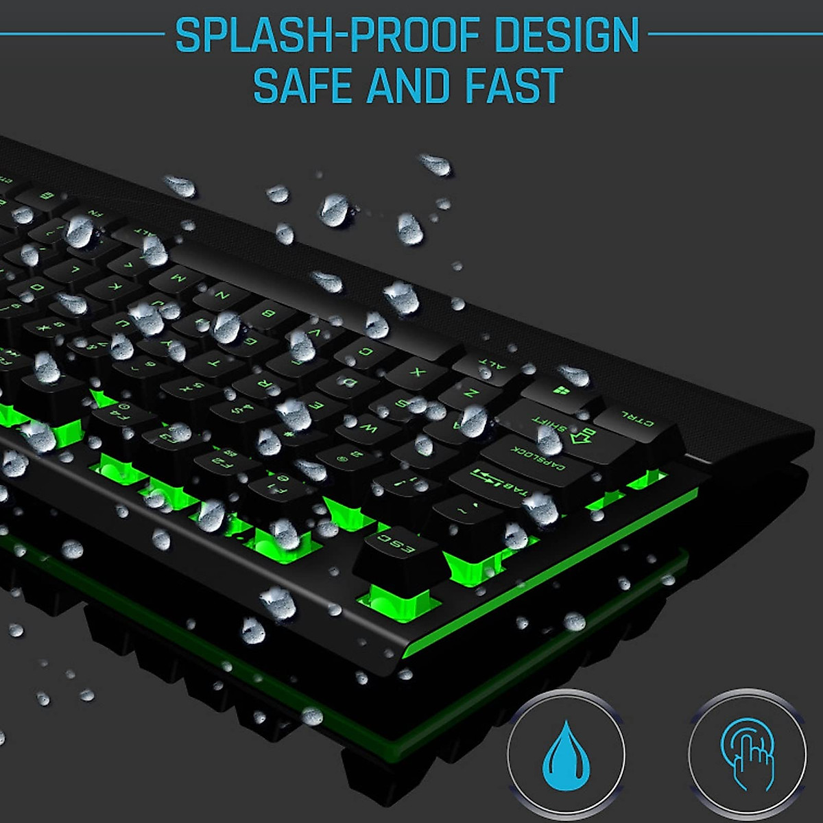 Mechanical Gaming Keyboard, Wired RGB Gaming Keyboard with Ergonomic Wrist Rest, 104 Keys USB Computer Keyboard for Laptop/Desktop/PC (Black)