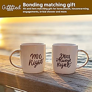 Triple Gifffted Mr Right Mrs Always Right Coffee Mugs Gifts Ideas for Couples, Wedding Anniversary, Engagement, Christmas, His & Hers, Bride and Groom, Parents, Newlyweds Bridal Shower, Ceramic 380ml