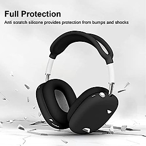 OETKER Compatible Airpods Max Case Cover, Soft Silicone 3 in 1 Anti-Scratch Ear Pad Case Cover/Ear Cups Cover/Headband Cover Accessories Protective Skin Case for Airpods Max Headphones,Black