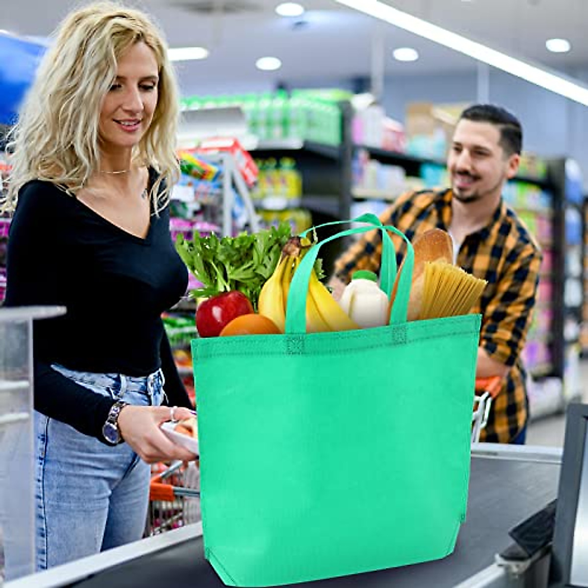 CUSKENA cuskena36 Pcs Reusable Large Tote Bags Bulk 12 Colors Party Gift Tote Bag