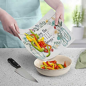 CounterArt Blooming Thoughts Designer Flexible Plastic Cutting Board Mat, 15" x 11.5", Made in the USA, Decorative, Flexible, Easy to Clean