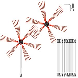 VEVOR Chimney Sweep Kit 33FT Length, Chimney Brush Kit with 10 Nylon Flexible Rods and 2 Brush Head, Rotary Chimney Cleaning Kit Driven by Drill, Chimney Brush Rod Kit for Cleaning Fireplace