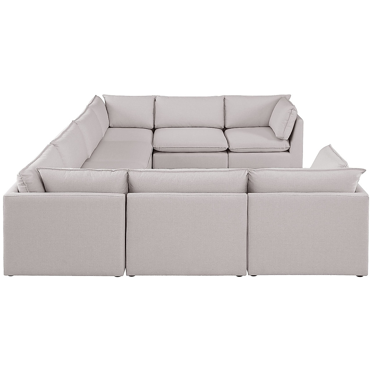 Meridian Furniture 688Beige-Sec8A Mackenzie Collection Modern | Contemporary Linen Textured Upholstered Modular Sectional, Beige, 160" W x 120" D x 35" H