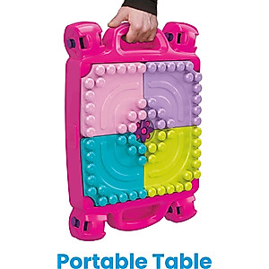 MEGA BLOKS First Builders Toddler Blocks Toy Set, Build ‘n Learn Activity Table with 30 Pieces and Storage, Pink, Ages 1+ Years (Amazon Exclusive)