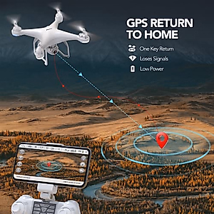 Potensic T25 Drone with Camera for Adults, 2K GPS FPV Camera Drone with Backpack, 3 Batteries, Auto Return Home, Follow Me, Waypoint Fly, Altitude Hold, 2022 Upgraded