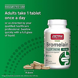 Jarrow Formulas Bromelain Tablets, 500 mg Dietary Supplement for Protein Digestion, 60 Tablets, 60 Day Supply