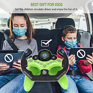 Coherny Steering Wheel Toy Driving Controller Portable Driving Copilot Toy Educational Sounding Toy Gift Driving Wheel with Music for Kids