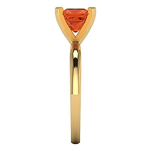 Clara Pucci 1.5 ct Princess Cut Solitaire Red Simulated Diamond Engagement Bridal Promise Anniversary Ring 18K Yellow Gold Size 9.25