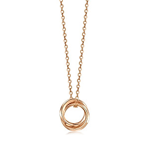 CHOW SANG SANG Delicate Gold 18K Rose Solid Gold Intertwined Circle, Loops Necklace for Women 91873U | 18.5 Inches, (47 CM)