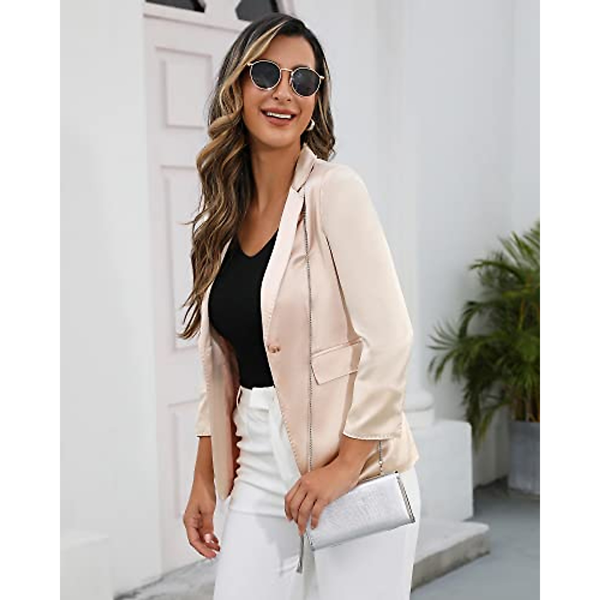 Women Silver Clutch Purse Small Box Sparkly Evening Bag in Hardcase with Metallic Tassel for Party Wedding with Gift Packing