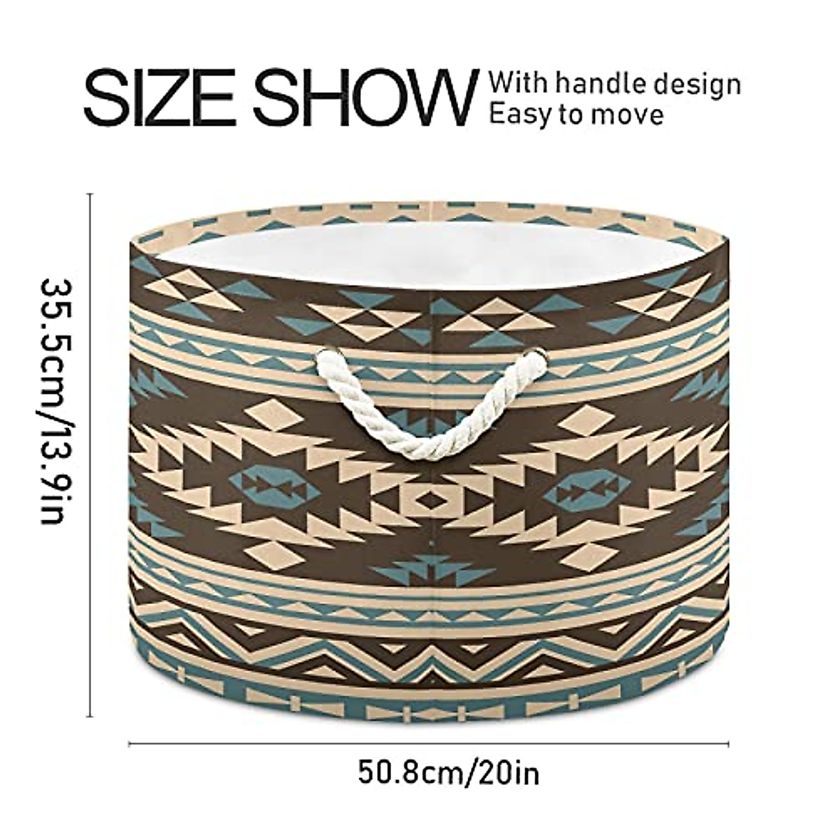 xigua Large Storage Basket Cotton Rope Basket Retro Aztec Navajo Baby Laundry Basket for Blankets Toys Storage Basket Laundry Hamper