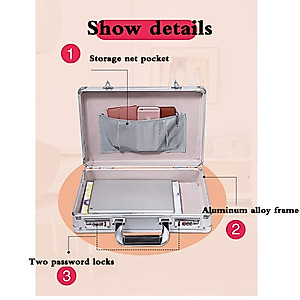Fireproof Waterproof Box with Key Lock,File Storage Chest Personal Mobile Tote Box，for Portable Travel，Office (Color : Silver)