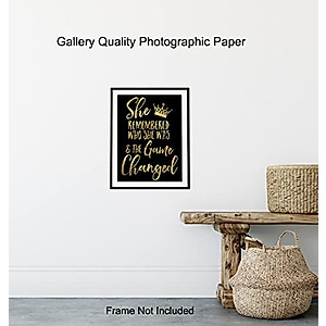 Inspiration Motivational poster for Woman - She Remembered Who She Was And the Game Changed - Teen Girls Women Bedroom Wall Art & Decor - Encouragement Gift - Motivation Saying Poster 8x10