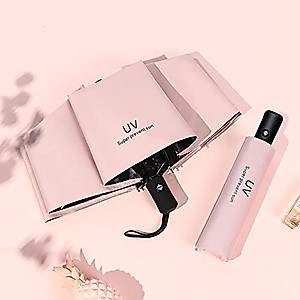 GENMAI SOEASY Travel Umbrella Windproof Folding Umbrella for Rain,Compact Umbrella for Car,Lightweight UV Protection Sun Umbrella for Men and Women,Portable Umbrella White