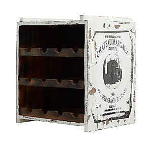 Deco 79 Wood 12 Bottle Standing Wine Rack, 14" x 13" x 16", White