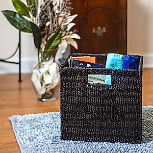 Trademark Innovations 12.5" Woven Storage Cube Basket Bin with Iron Wire Frame