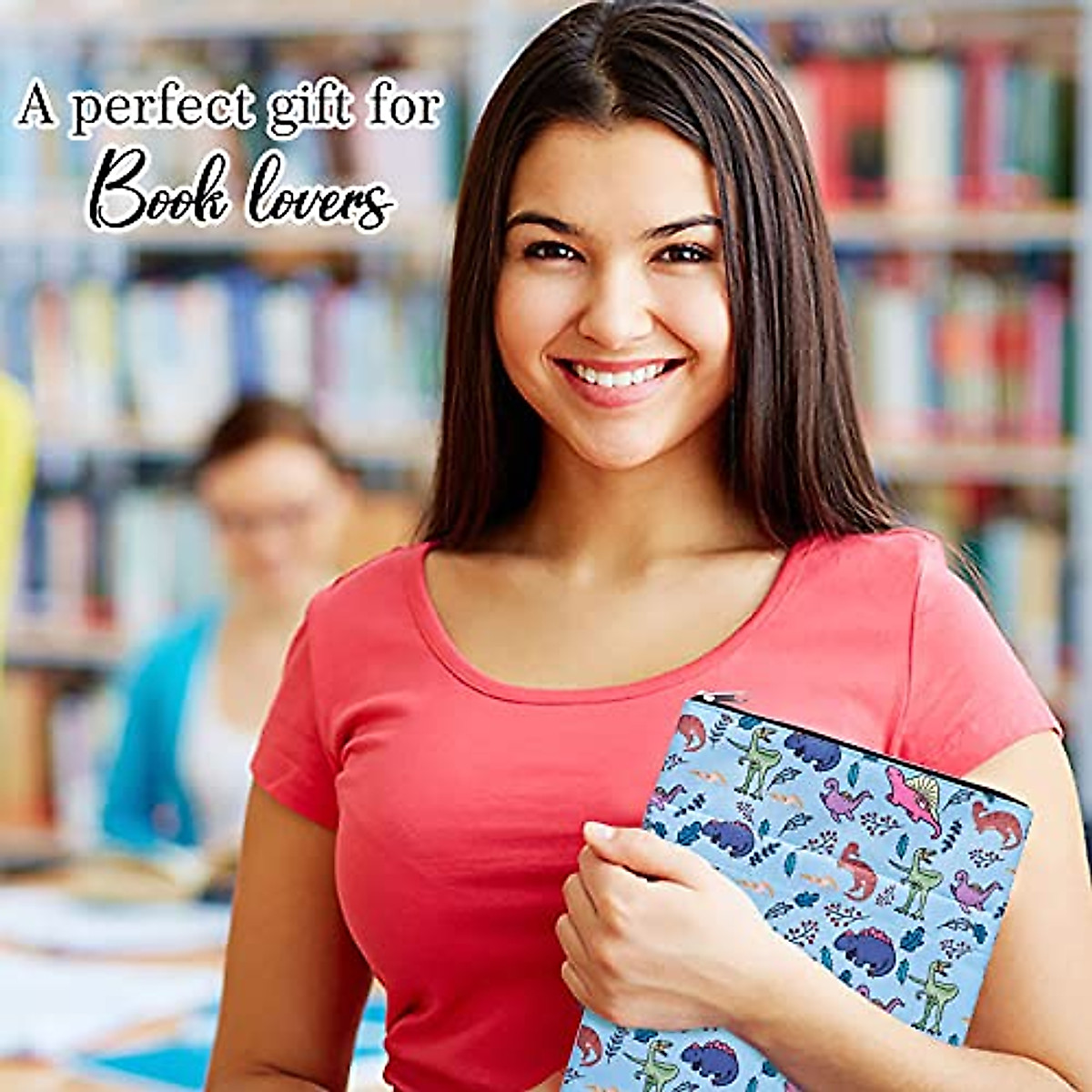 Book Sleeve Cute Dinosaur Book Covers for Paperbacks,Washable Fabric, Book Sleeves with Zipper, Medium 11 Inch X 8.7 Inch Dinosaur Gifts for Book Lover