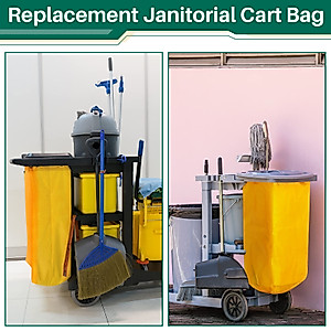 Replacement Janitorial Cleaning Cart Bag 16x11x27" High Capacity Commercial Janitorial Cart Bag Housekeeping Cart Bag for Housekeeper Restaurant Motel Cafe Facility Office, 23 Gallon, Yellow(1 Pc)