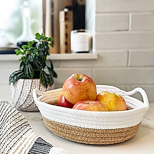 Goodpick 2pack Cotton Rope Basket - Woven Storage Basket - 9.8" x 8.7" x 2.8" Small Rope Baskets for Kids Home Decor Toy Basket Organizer - Desk Basket Containers for Jewellery, Keys - Jute Rope Bowl