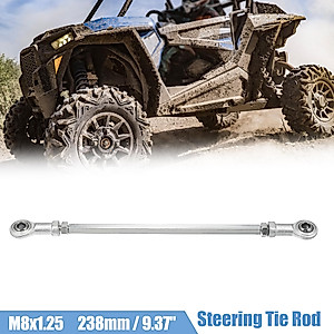 Motoforti 2pcs 238mm Length 8mm Hole Diamete Adjustable Steering Tie Rod Ball Joint for 49cc Electric ATV Go Kart Accessory Steering Column Steering Suspension Silver Tone
