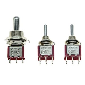 SALECOM 1x Guitar/AMP Fat Bat Toggle Switch DPDT 3 Way ON ON ON and 2x Mini Toggle Switches On/On/On