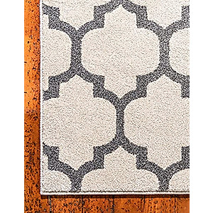 Unique Loom Trellis Collection Modern Morroccan Inspired with Lattice Design Area Rug, Rectangular 4' 1" x 6' 1", Beige and Gray/Gray