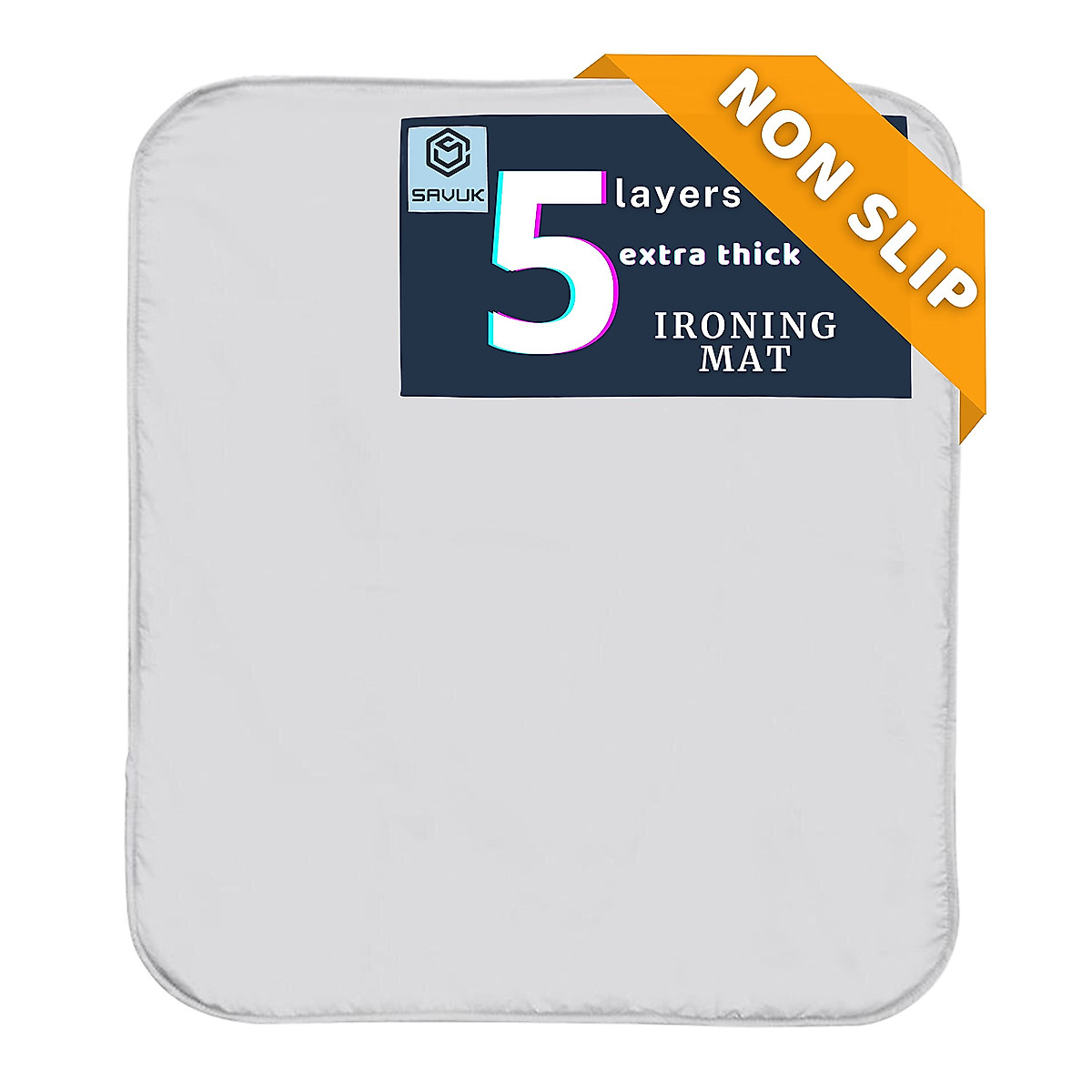 SAVUK Ironing Board Cover and Pad Standard Size Silicone Coated 4 Layers 15x54 inch Extra Heavy Duty Thick Padding, Heat Reflective, Non Stick Scorch and Stain Resistant (Ironing Mat - 28"x20")