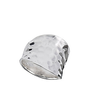 Concave Hammered Wide Fashion Large Ring New 925 Sterling Silver Band Size 7