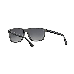 Emporio Armani Men's EA4033 Square Sunglasses, Black/Grey Rubber/Polarized Grey Gradient, 56 mm