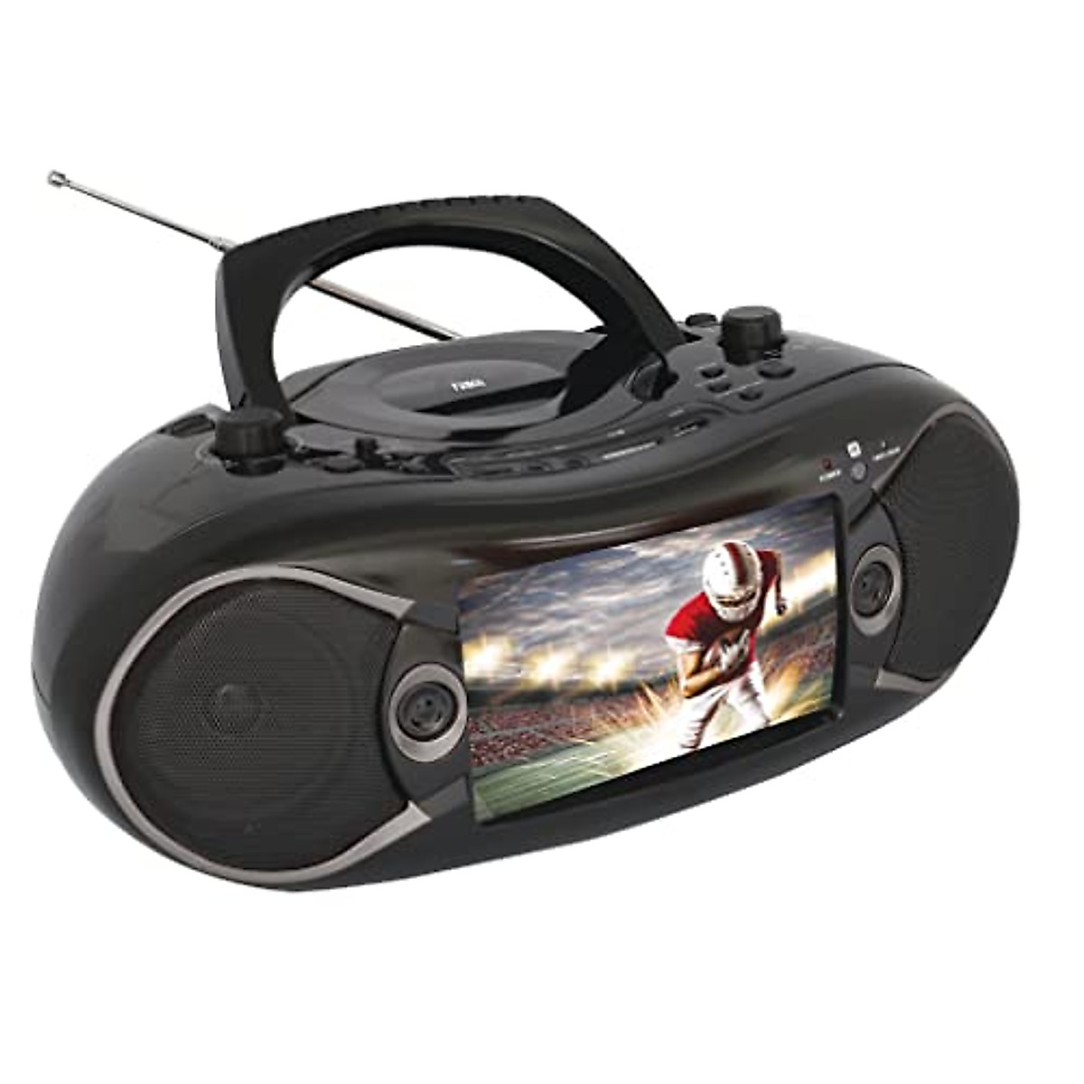 Naxa NDL-287 Bluetooth DVD Boom Box & TV, Black, 7"