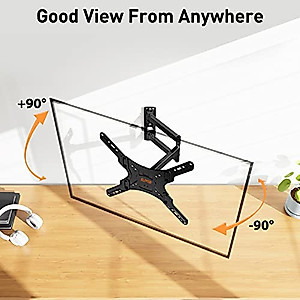 ELIVED TV Wall Mount for Most 26-55 Inch TVs, Swivel and Tilt Full Motion TV Mount with Single Stud Perfect Center Design, TV Bracket Max VESA 400x400mm, Holds up to 88 lbs.