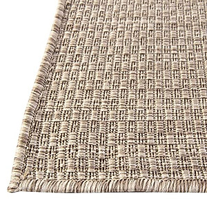 Unique Loom Collection Casual Transitional Solid Heathered Indoor/Outdoor Flatweave Area Rug, Rectangular 4' 0" x 6' 0", Beige