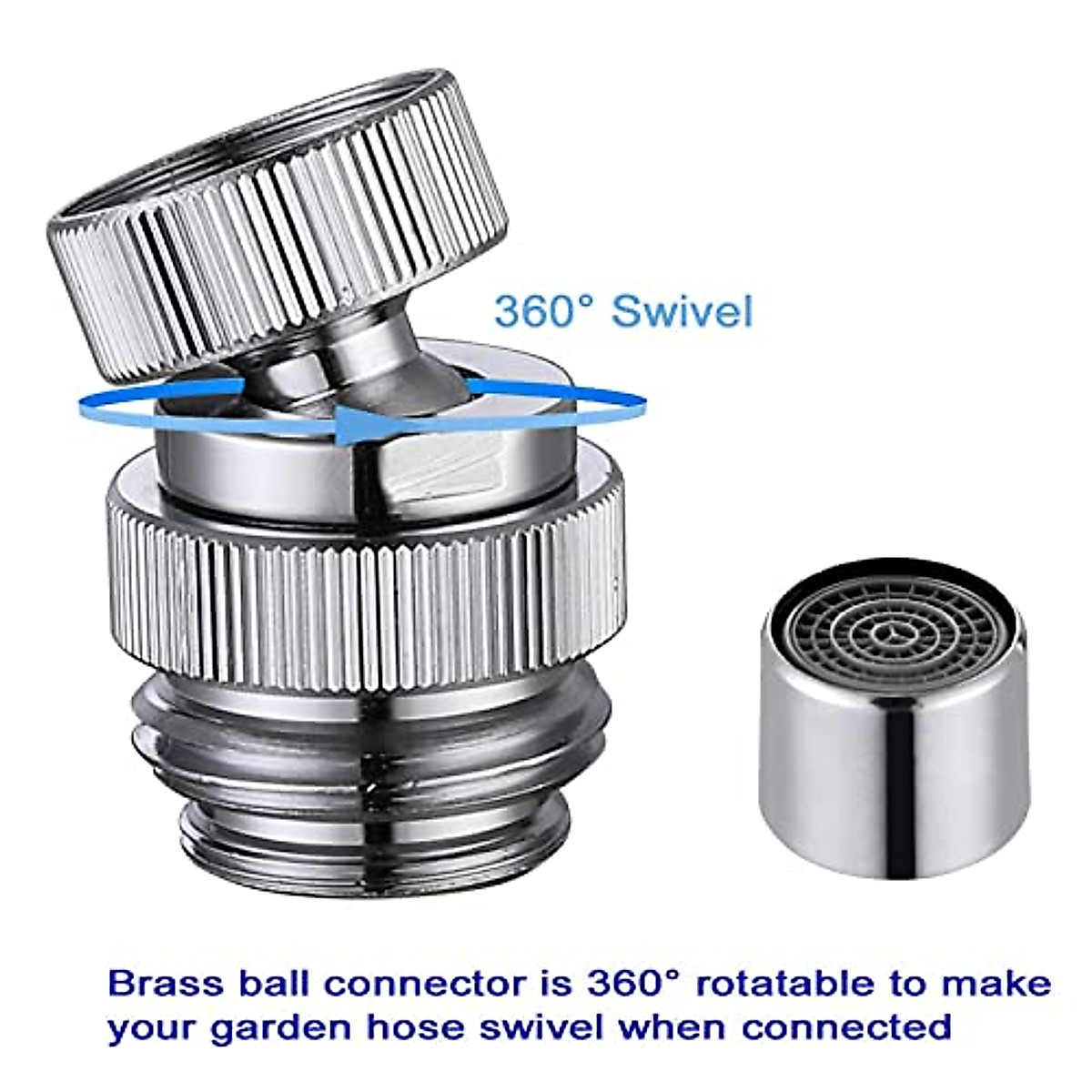 Sink Faucet Adapter Kit Swivel Aerator Adapter to Connect Garden Hose - Multi-Thread Garden Hose Adapter for Male to Male and Female to Male, Polished Chrome