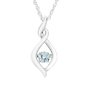Boston Bay Diamonds .925 Sterling Silver & Blue Aquamarine Infinity Twist Dancing Brilliance in Motion Pendant Necklace with Rope Chain - 18”
