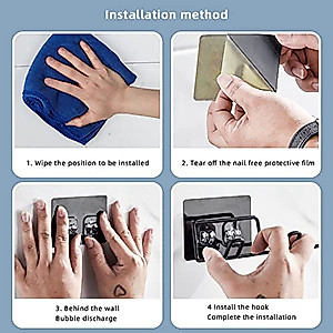 Valink Hair Dryer Holder, Wall Mount Self Adhesive Waterproof blowed Dryer Rack Storage Organizer Hanger,Adhesive Stainless Steel Bathroom Organizer d Double Hook Section