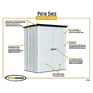 Arrow Shed Designed 5' x 3' x 6' Compact Outdoor Metal Backyard, Patio, and Garden Shed Kit, Flute Gray and Anthracite