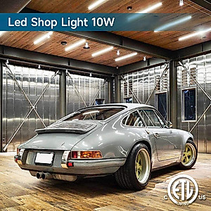 Barrina T5 2FT LED Shop Light, 6500K (Super Bright White), Utility Shop Light, Ceiling and Under Cabinet Light, ETL Listed, Corded Electric with Built-in ON/Off Switch, 6 Pack