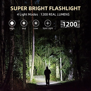 ROYTOA 1200 Lumens Rechargeable Work Light, Magnetic Work Lights LED Portable EDC Flashlight with Proximity Sensor for Car Repairing/Garage/Emergency/Camping