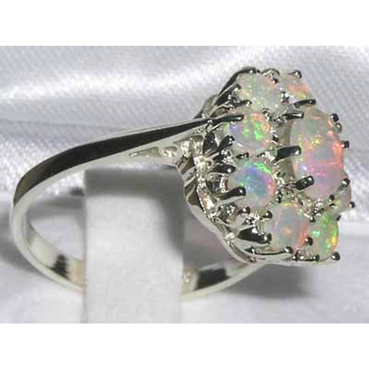LetsBuyGold 925 Sterling Silver Natural Opal Womens Promise Ring - Size 6.5