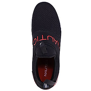 Nautica Men's Casual Fashion Sneakers Slip-On-Walking Shoes-Lightweight Joggers-Coaster-Black Red 1-13