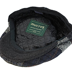 Mucros Men's Flat Cap Patchwork 100% Wool Made in Ireland Small