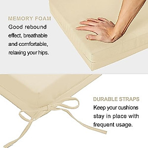 LOVTEX Outdoor Chair Cushions 18.5"x16"x3" Pack of 4, Patio Cushions for Outdoor Furniture, Water Resistant Square Corner Seat Cushions, Beige