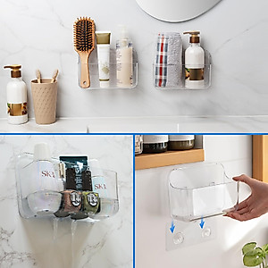 2pc Plastic Wall Mount Organizer, Adhesive Clear Cabinet Door Organizer,Acrylic Shelves for Wall,No Drilling Hang Walls,with Self Adhesive Tape, for Bathroom, Kitchen, Living Room