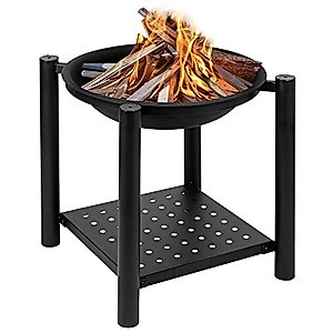 22" Fire Pit,Outdoor Wood Burning Heavy Duty Steel Grill Firepit Bowl with Mesh Spark Screen Cover Log Grate for Camping Picnic Bonfire Patio Backyard Garden Beaches Park