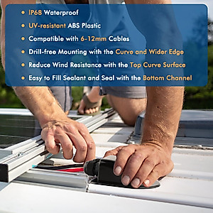 2 Pack of IP68 Waterproof Solar Cable Entry Gland by Restmo, Weather Resistant Dual Cable Entry Housing for Solar Panels of RV, Caravan, Marine, Boat, Cabin, Black