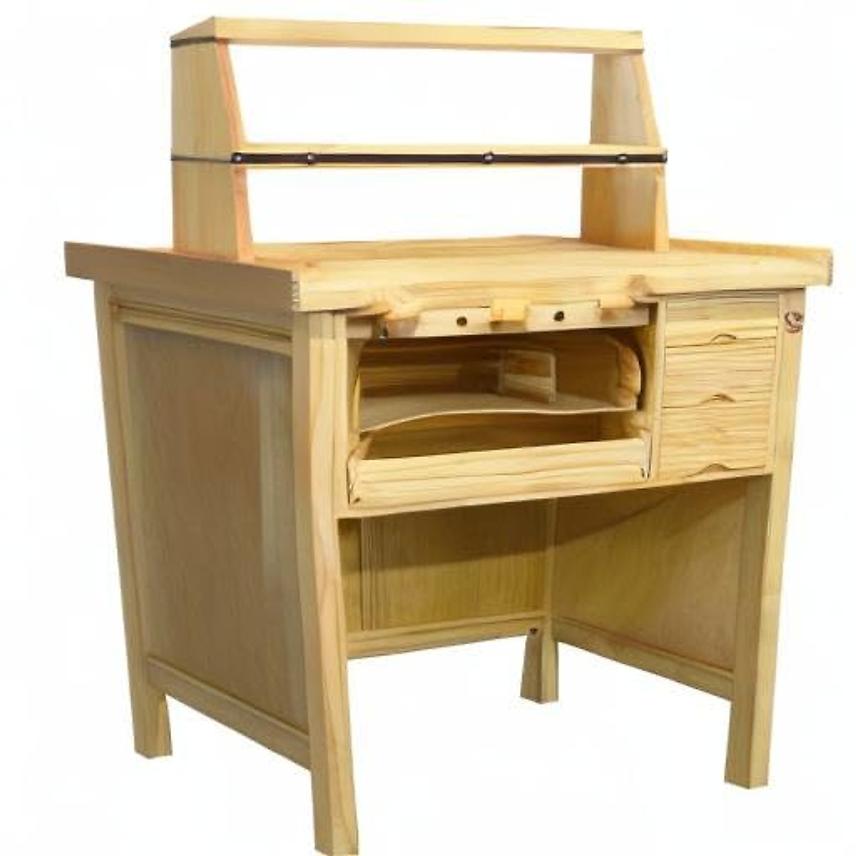 Deluxe Solid Wooden Jewelers Bench Set with Mountable Storage Shelf Organizer Tool Rack Jewelry Making Studio Kit