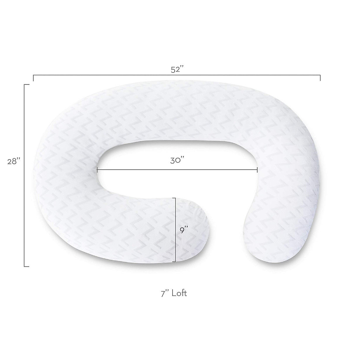 MALOUF Z Total Body C-Shape Pregnancy Wrap Around Ultra Supportive Sleeping Pillow, White