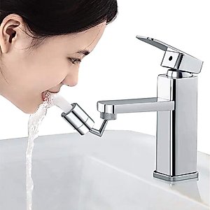 Swivel Sink Faucet Aerator Big Angle Dual-function 2-Flow Sprayer Faucet Head, Sink Sprayer Attachement for Face Washing, Gargle and Eyewash Station（ 55/64'' Female Thread,Adapter Included）